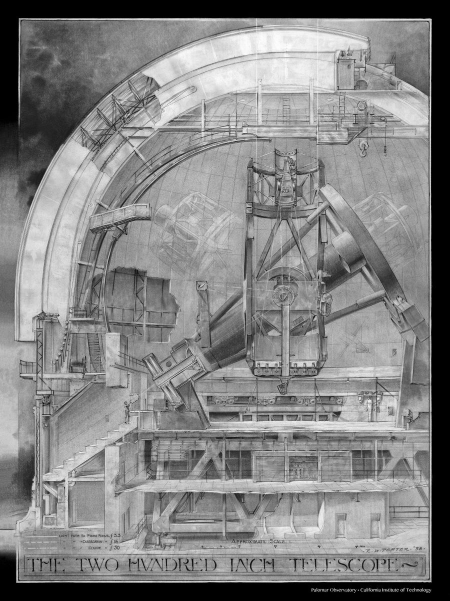 Hale Telescope Cutaway Drawing Poster, by R. W. Porter – Palomar ...